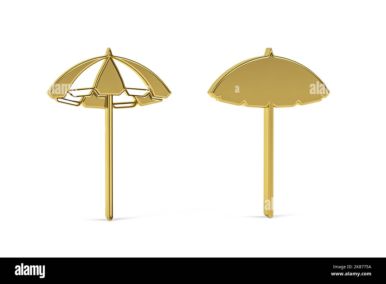 Golden 3d umbrella icon isolated on white background - 3d render Stock ...