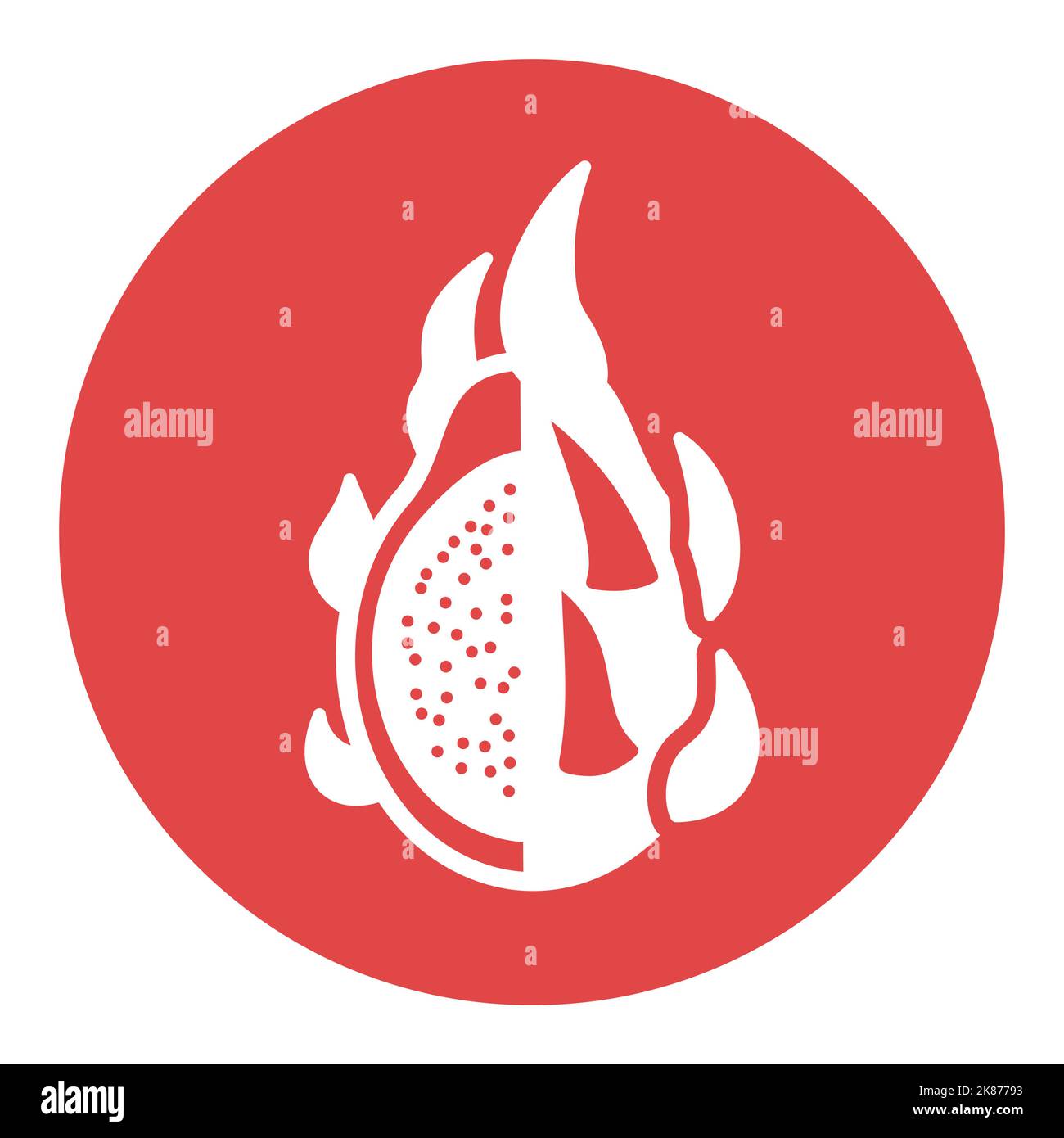 Dragon fruit, Pitaya or Pitahaya tropical fruit vector glyph icon ...
