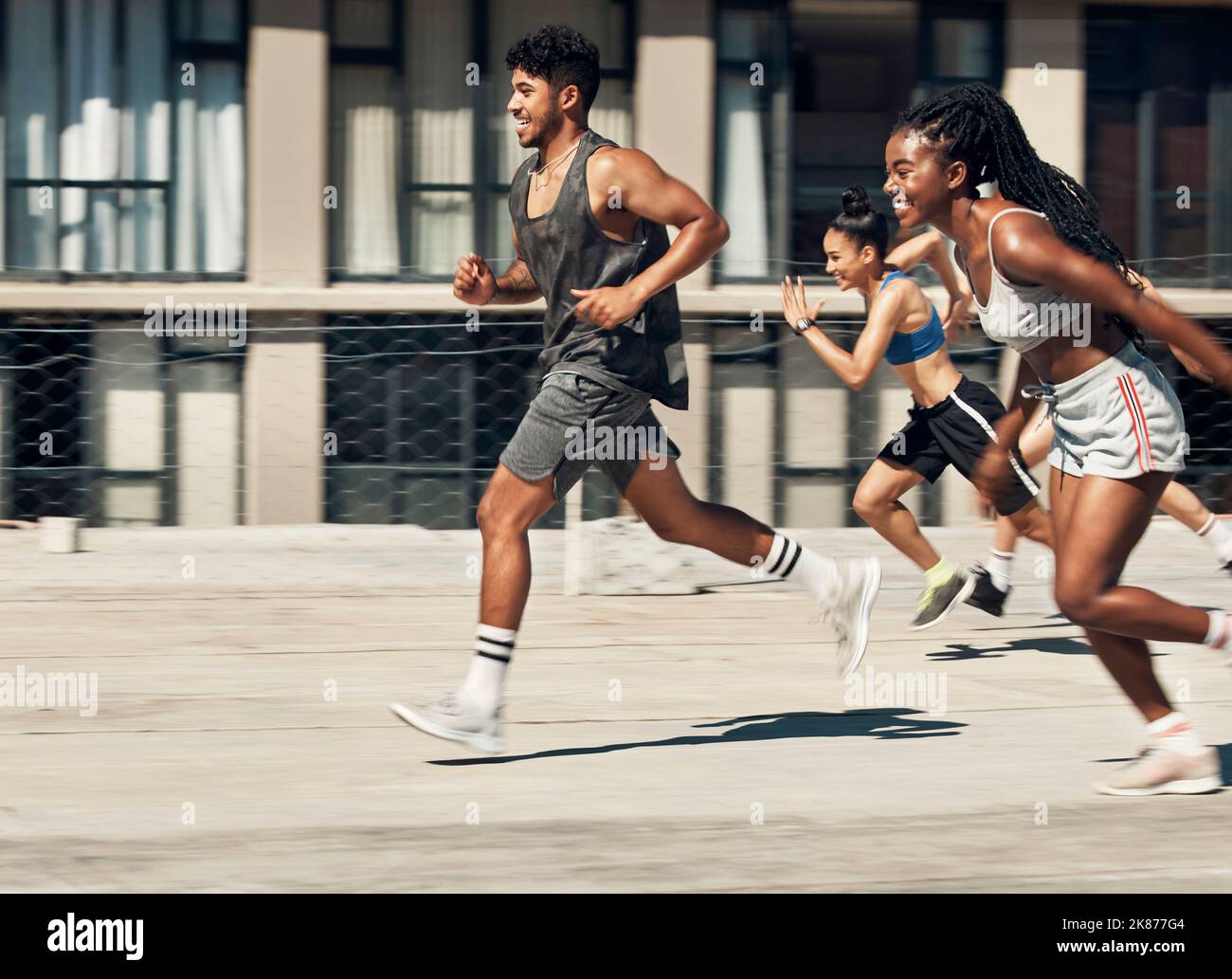 Outdoor exercise team running hi-res stock photography and images - Alamy