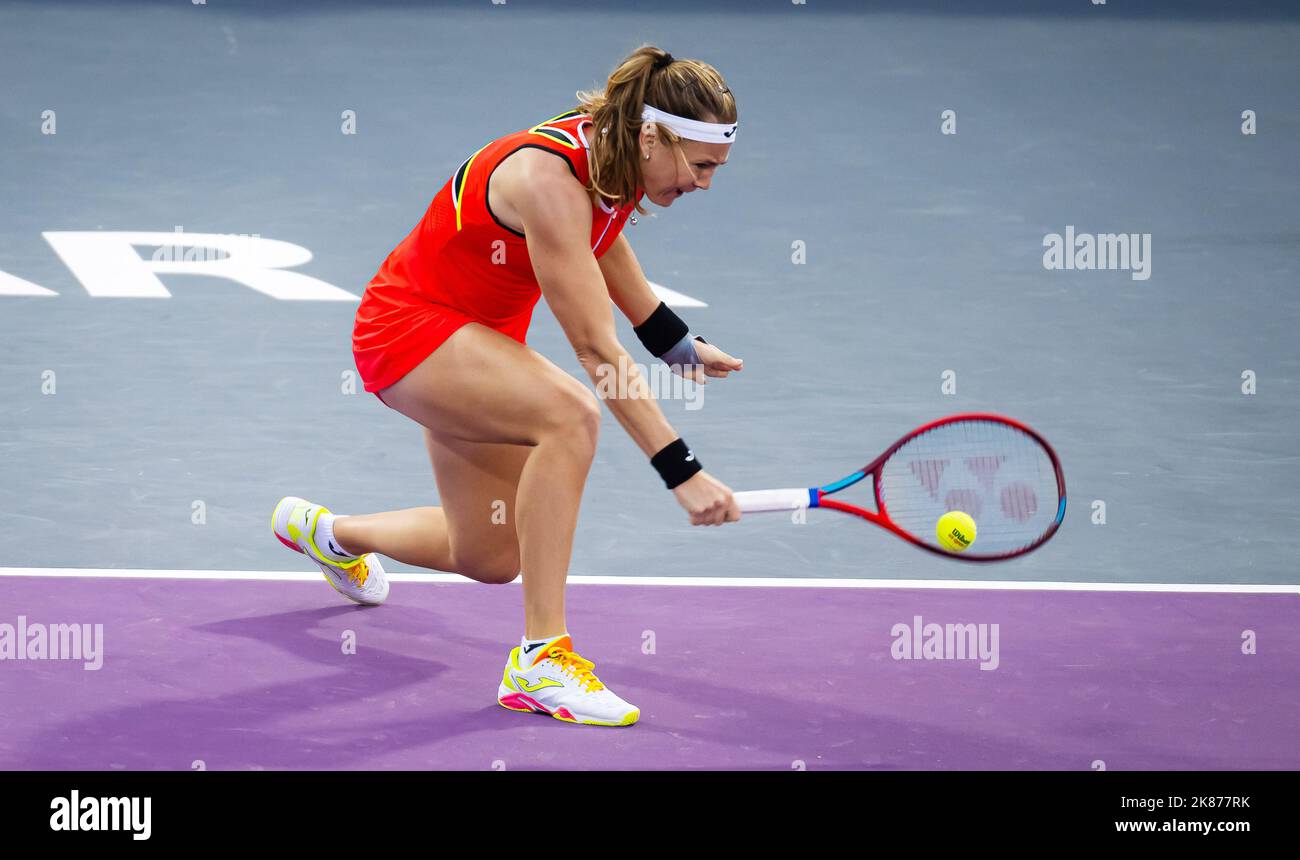 Marie Bouzkova of the Czech Republic in action against Maria Camila ...