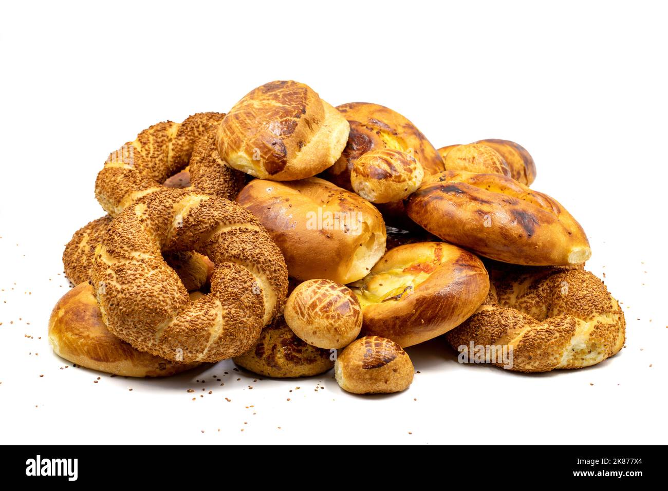 Turkish patisserie products isolated on white background. Turkish ...