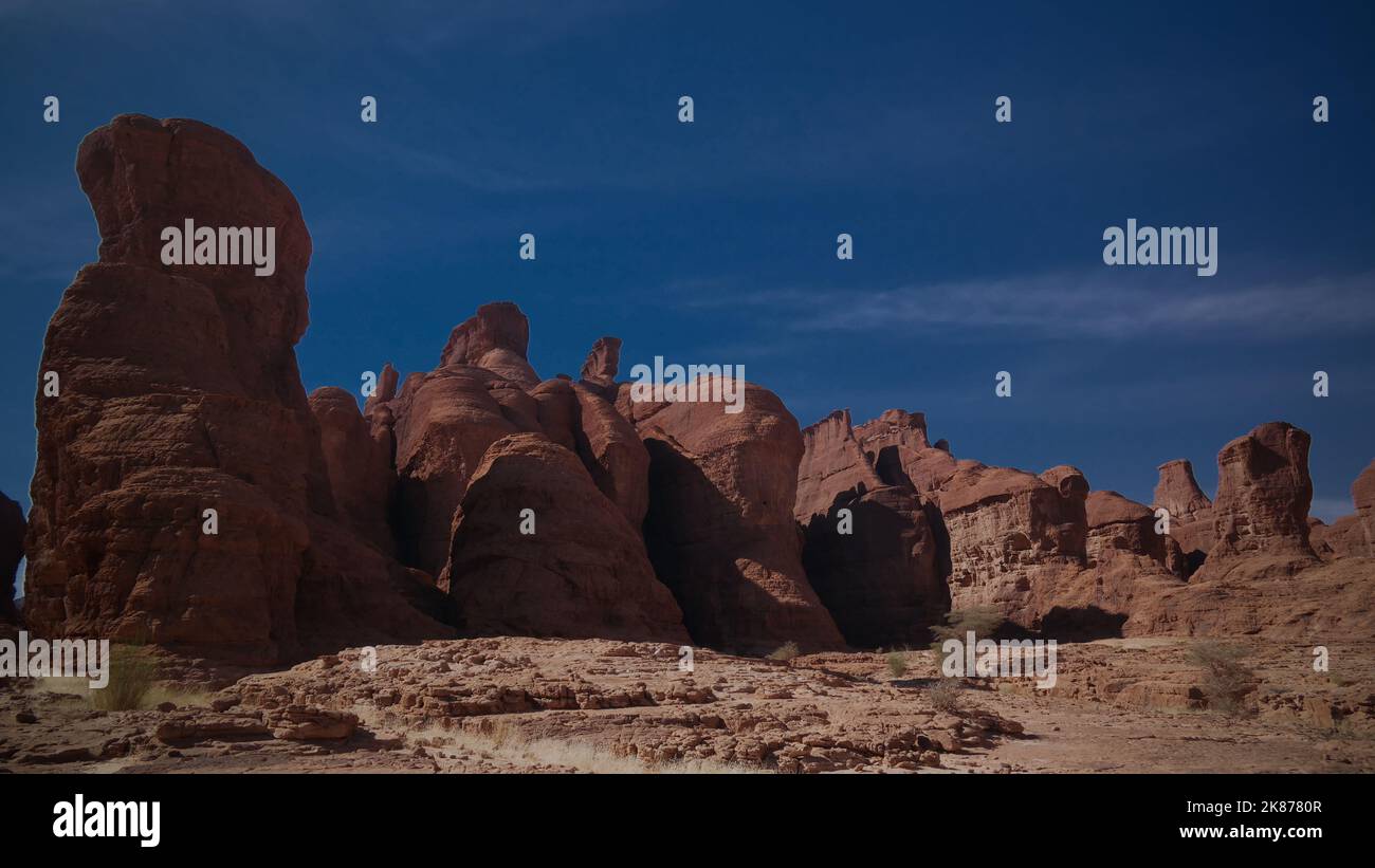 Abstract Rock formation at plateau Ennedi in Terkei valley and mountain ...