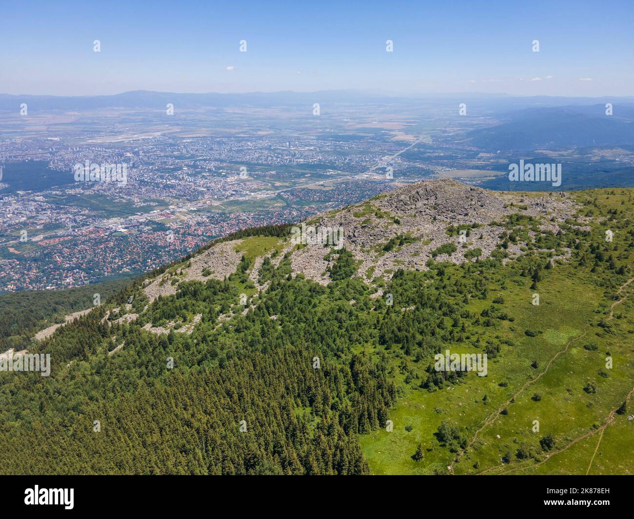 Amazing Aerial view of Vitosha Mountain near Kamen Del Peak, Bulgaria ...