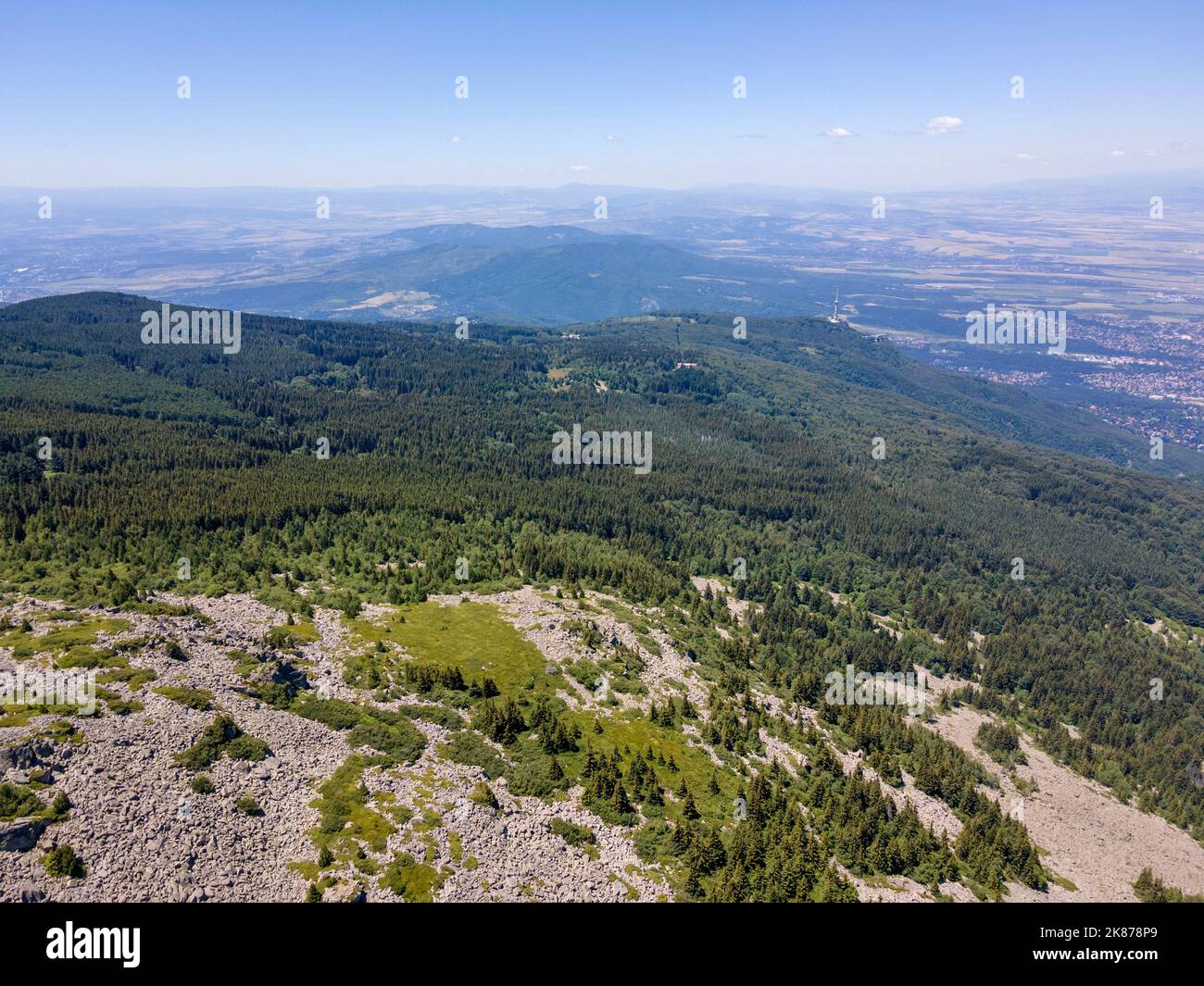 Amazing Aerial view of Vitosha Mountain near Kamen Del Peak, Bulgaria ...