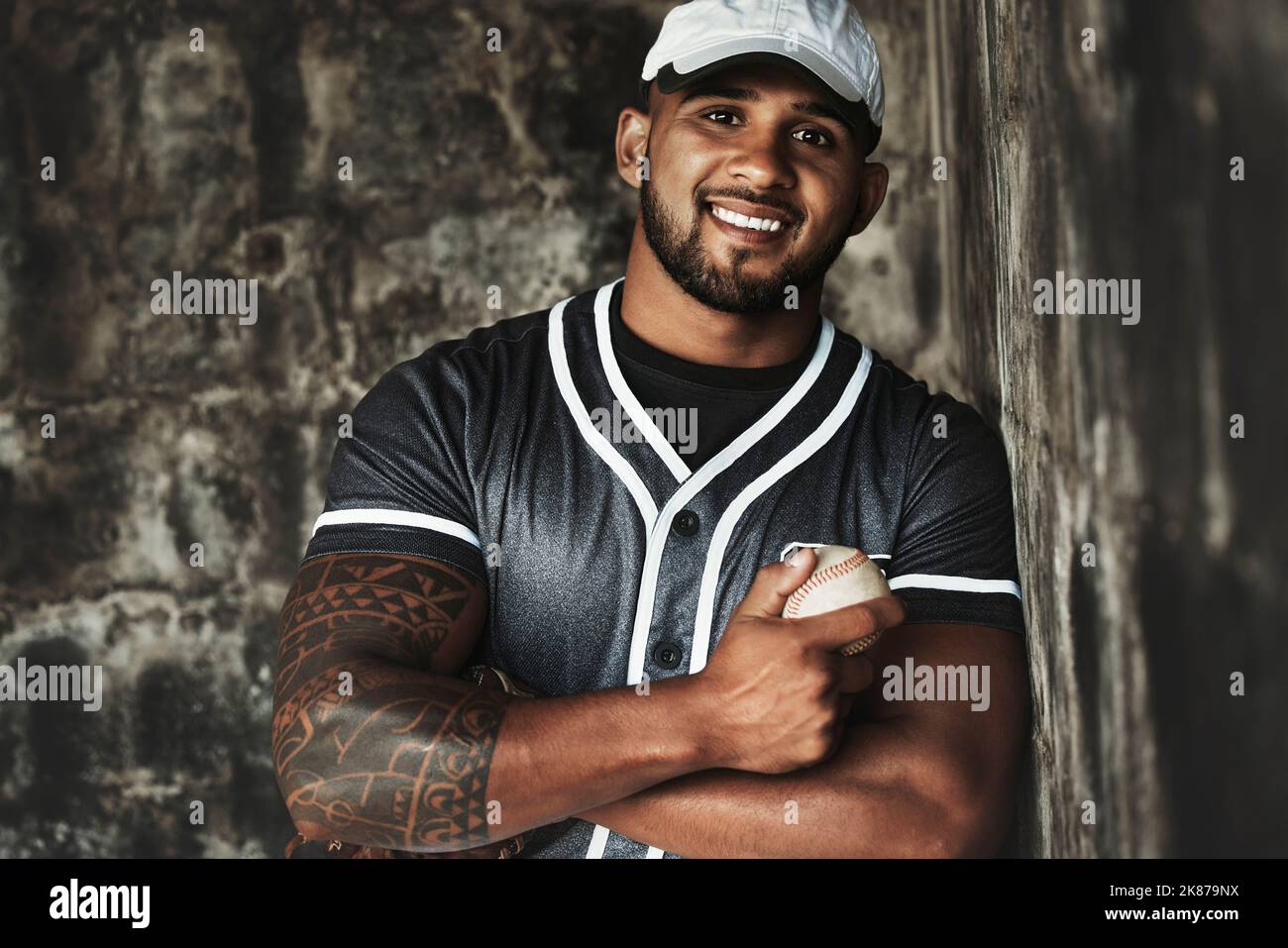 Baseball player, baseball and man athlete, fitness and team uniform ...