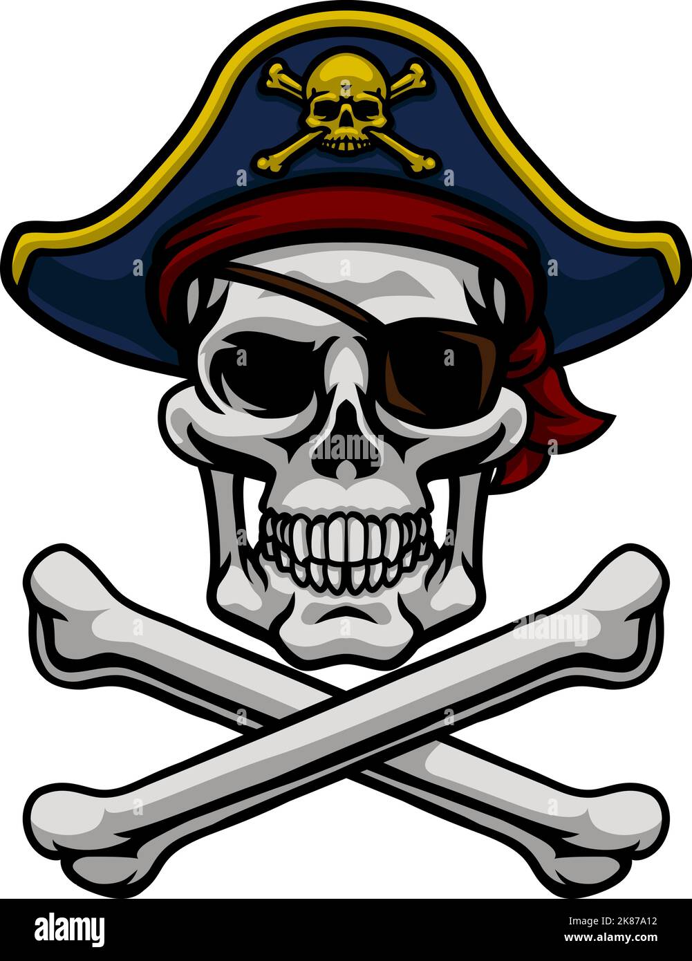 Pirate Hat Skull and Crossbones Cartoon Stock Vector Image & Art - Alamy