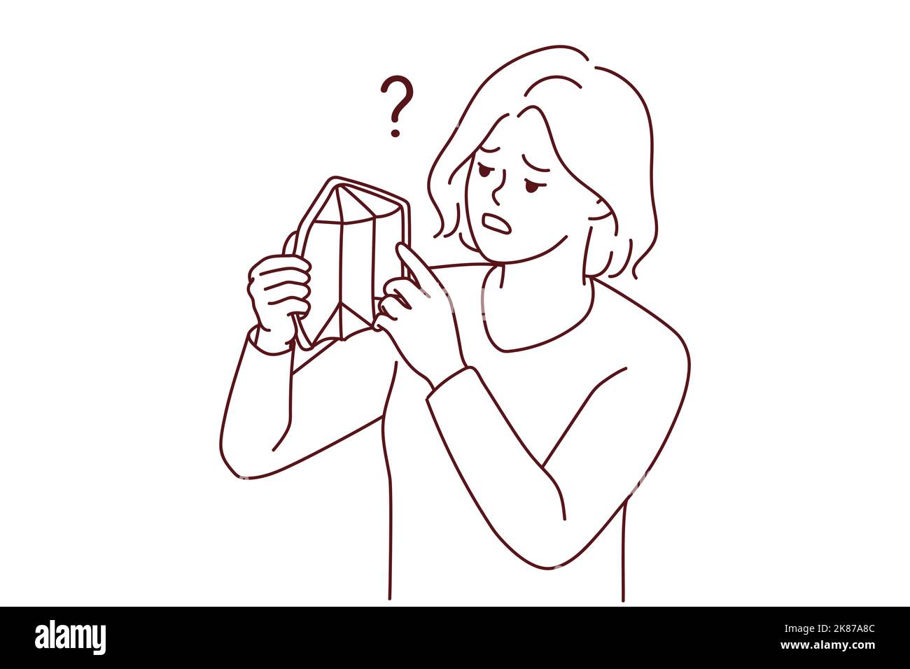 Distressed young woman with empty wallet suffer from bankruptcy ...