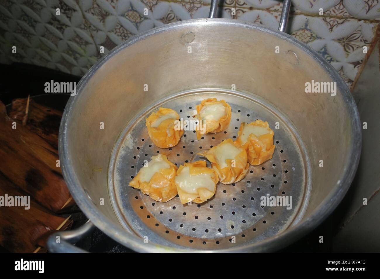 dim sum in stainless steel steamer Stock Photo - Alamy