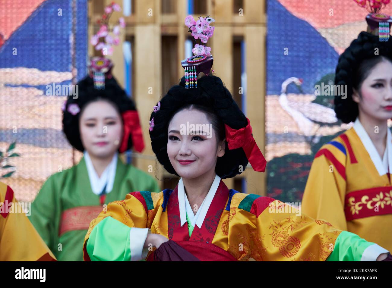 Suwon, Gyeonggi-do - 10 07 2022: Woman dressed with a traditional ...