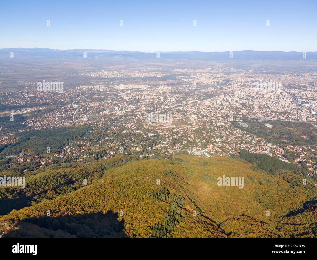 Amazing Aerial Autumn panorama of Vitosha Mountain, Sofia City region ...