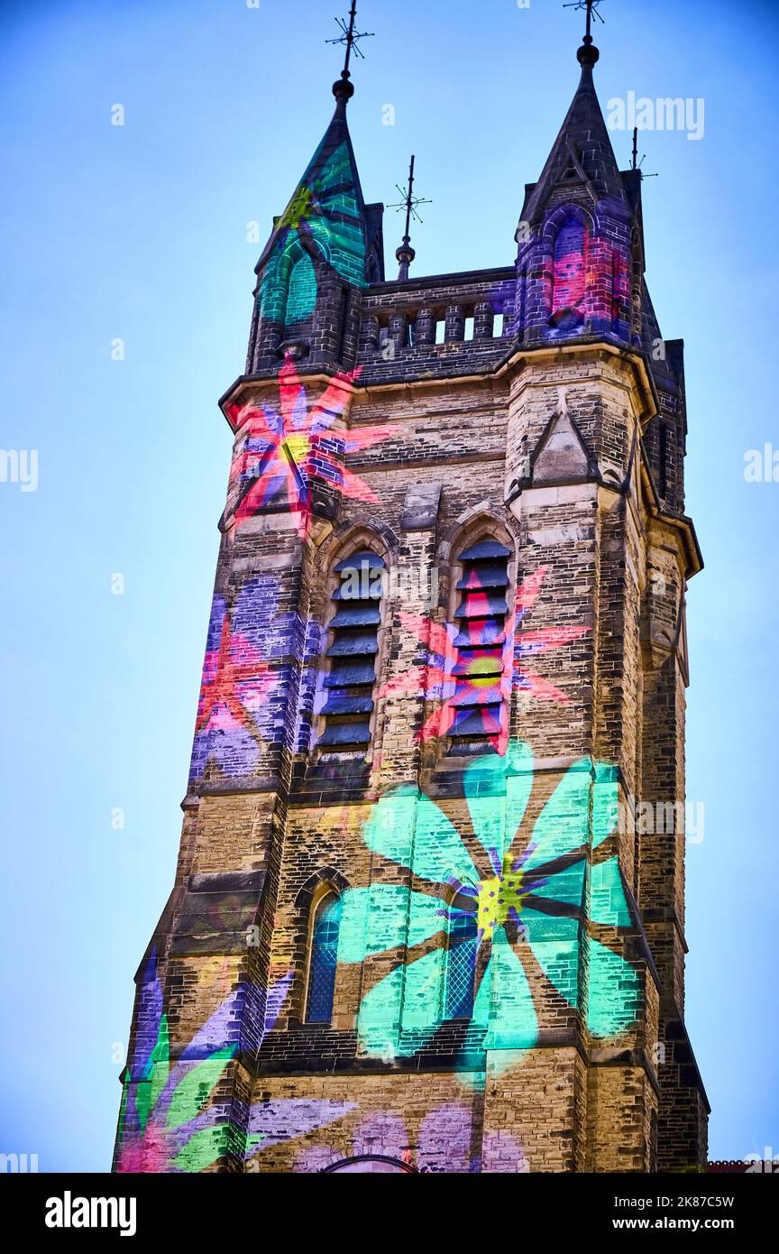 Nature projections on Blackpool Parish Church during the Lightpool ...
