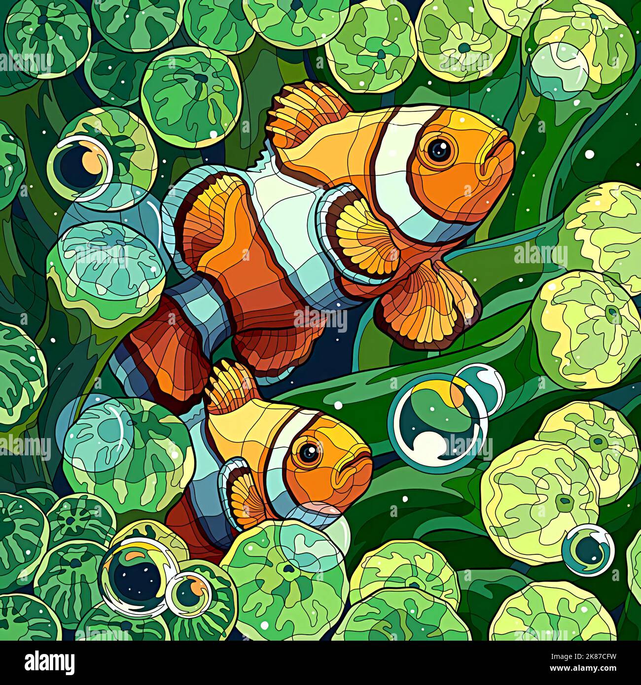 illustration of two fish under water Stock Photo - Alamy