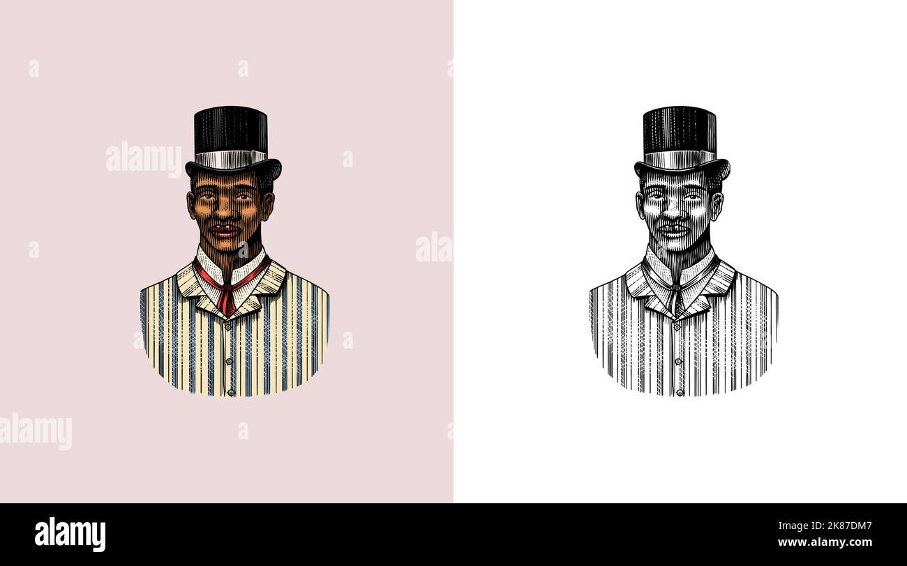 Elegant man. Male face. Afro american gentlemen in cylinder hat ...