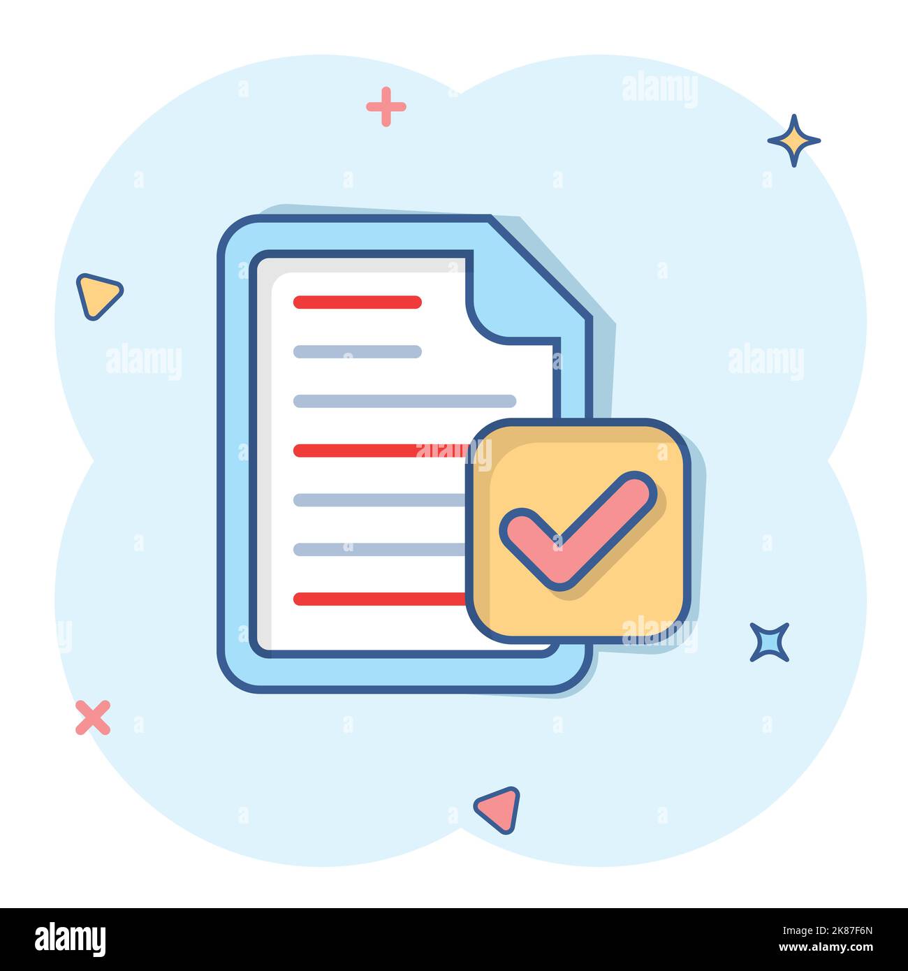 Document accepted icon in comic style. Correct cartoon vector ...