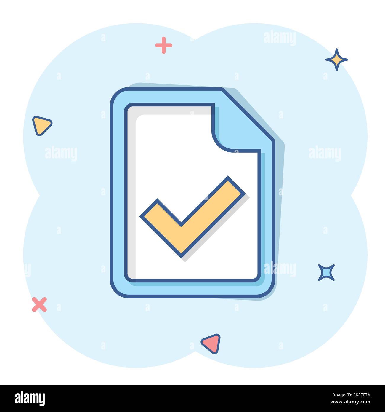 Document accepted icon in comic style. Correct cartoon vector ...