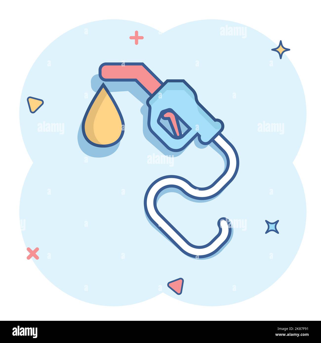 Fuel pump icon in comic style. Gas station cartoon sign vector ...