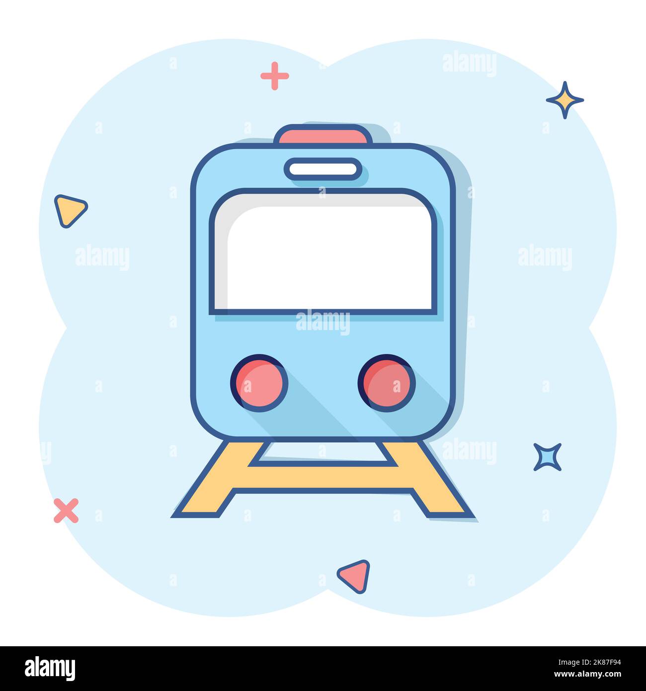 Metro icon in comic style. Train subway cartoon vector illustration on ...