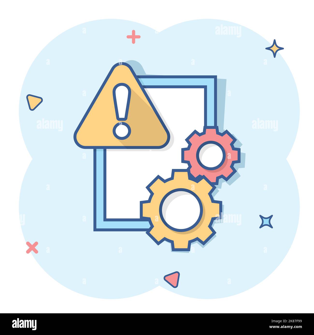 Document error icon in comic style. Broken report cartoon vector ...