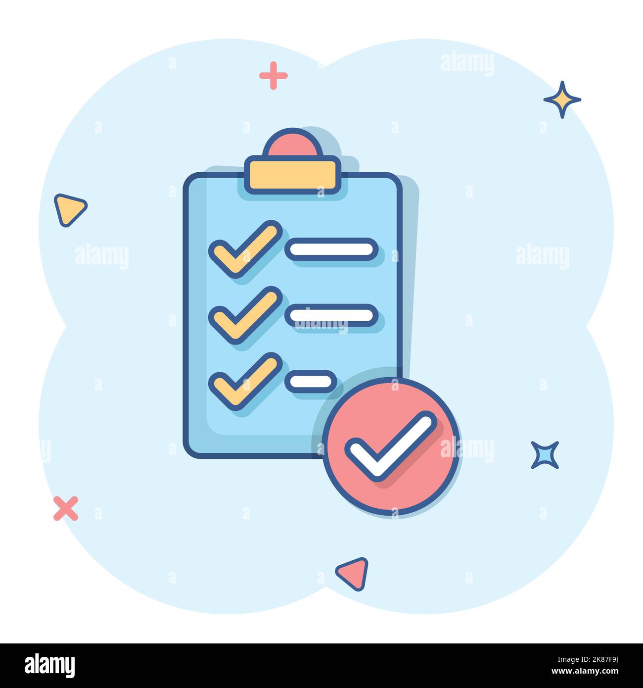 To do list icon in comic style. Document checklist cartoon vector ...