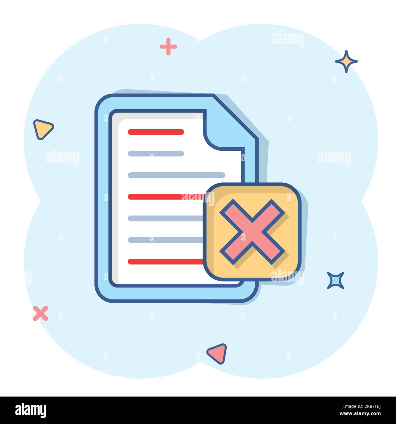 Document error icon in comic style. Broken report cartoon vector ...