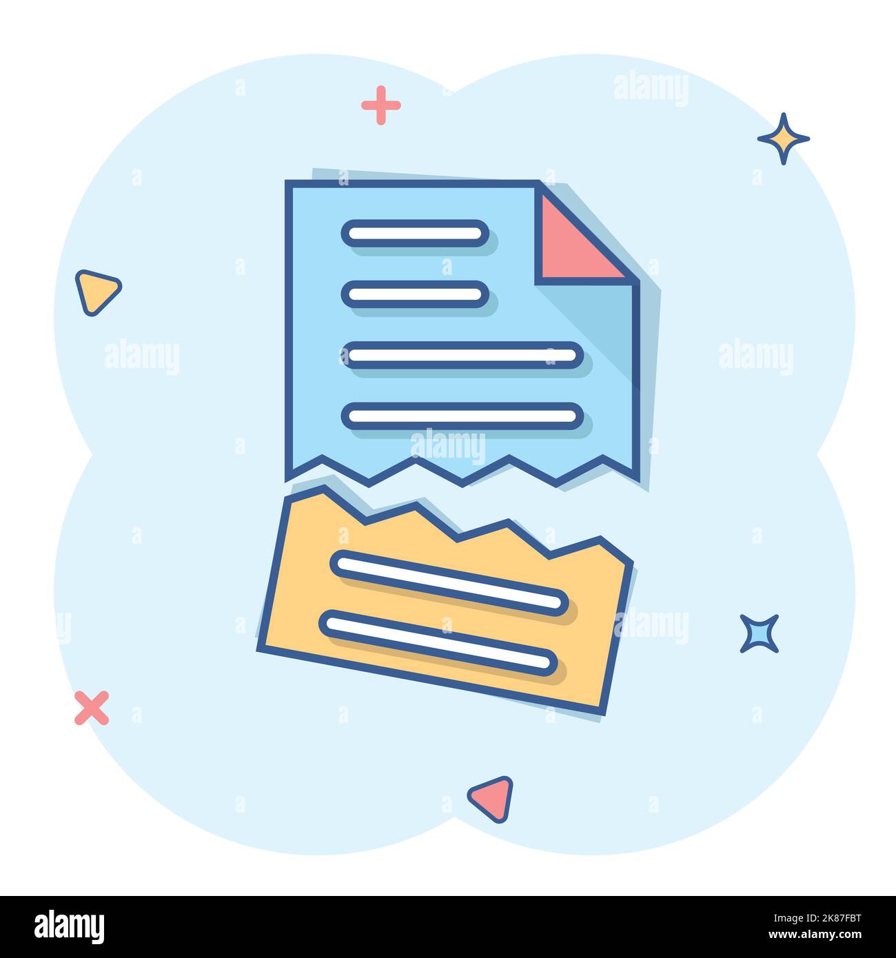 Document error icon in comic style. Broken report cartoon vector ...