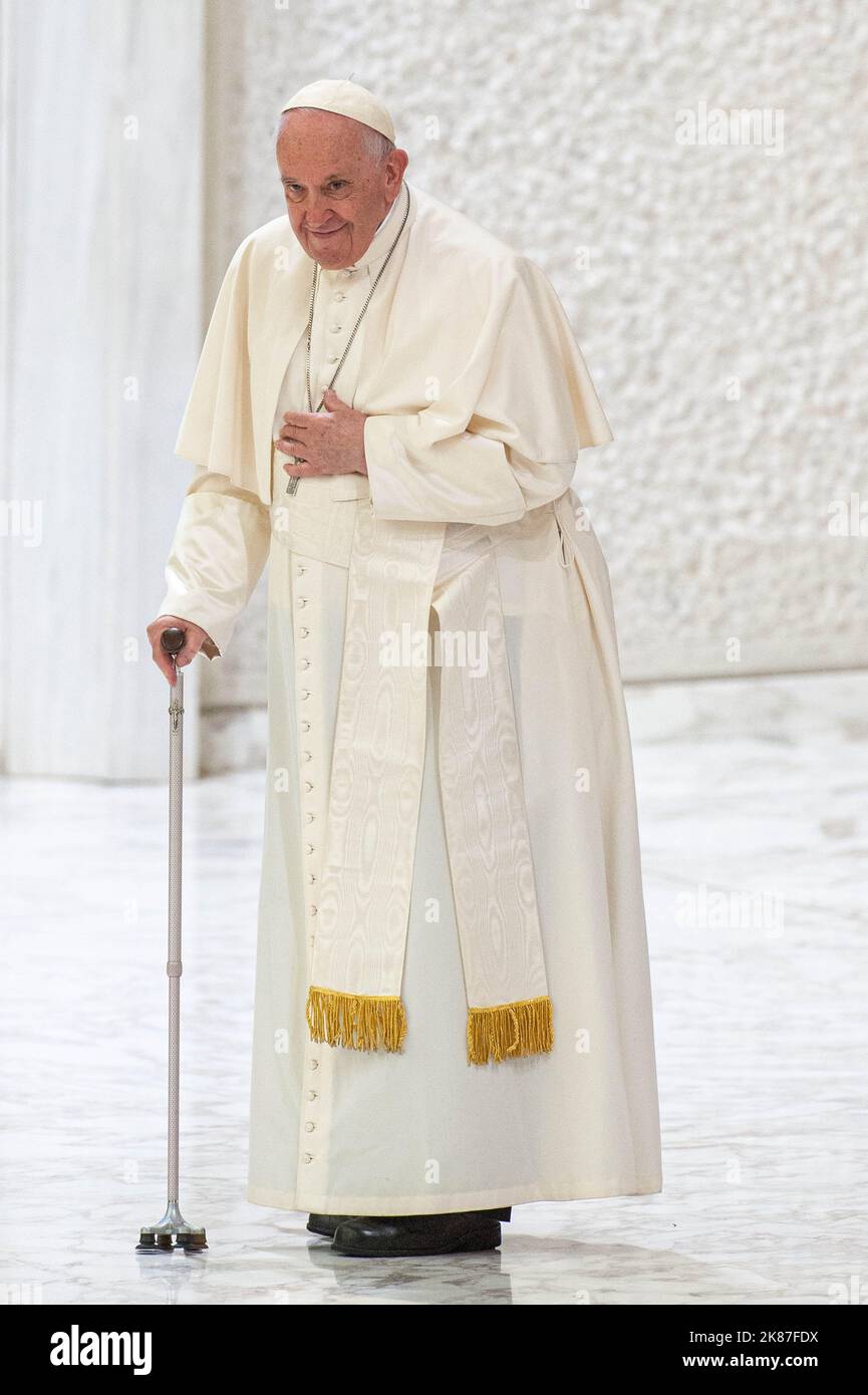 Vatican. 21st Oct, 2022. Pope Francis arrives to leads a special ...