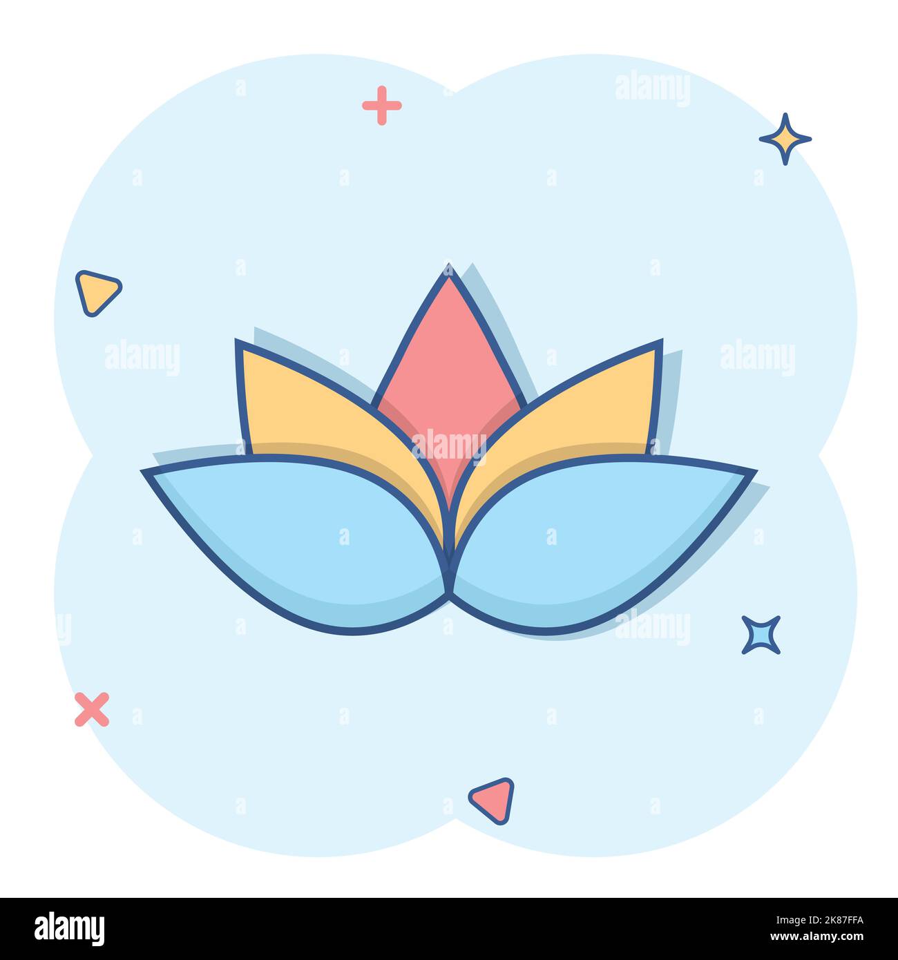 Lotus icon in comic style. Flower leaf cartoon vector illustration on ...