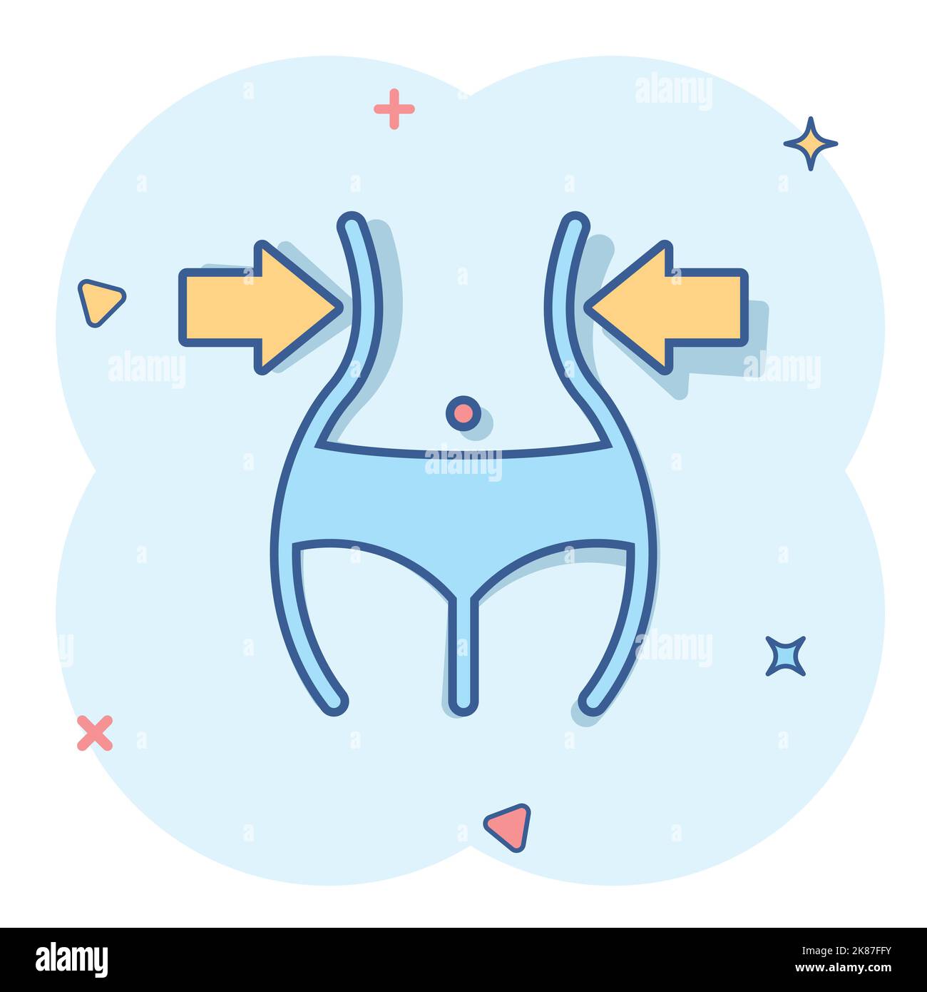 Weight loss icon in comic style. Belly cartoon vector illustration on ...