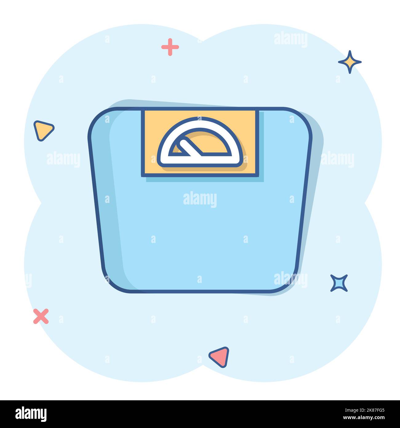 Scale icon in comic style. Balance cartoon vector illustration on white ...