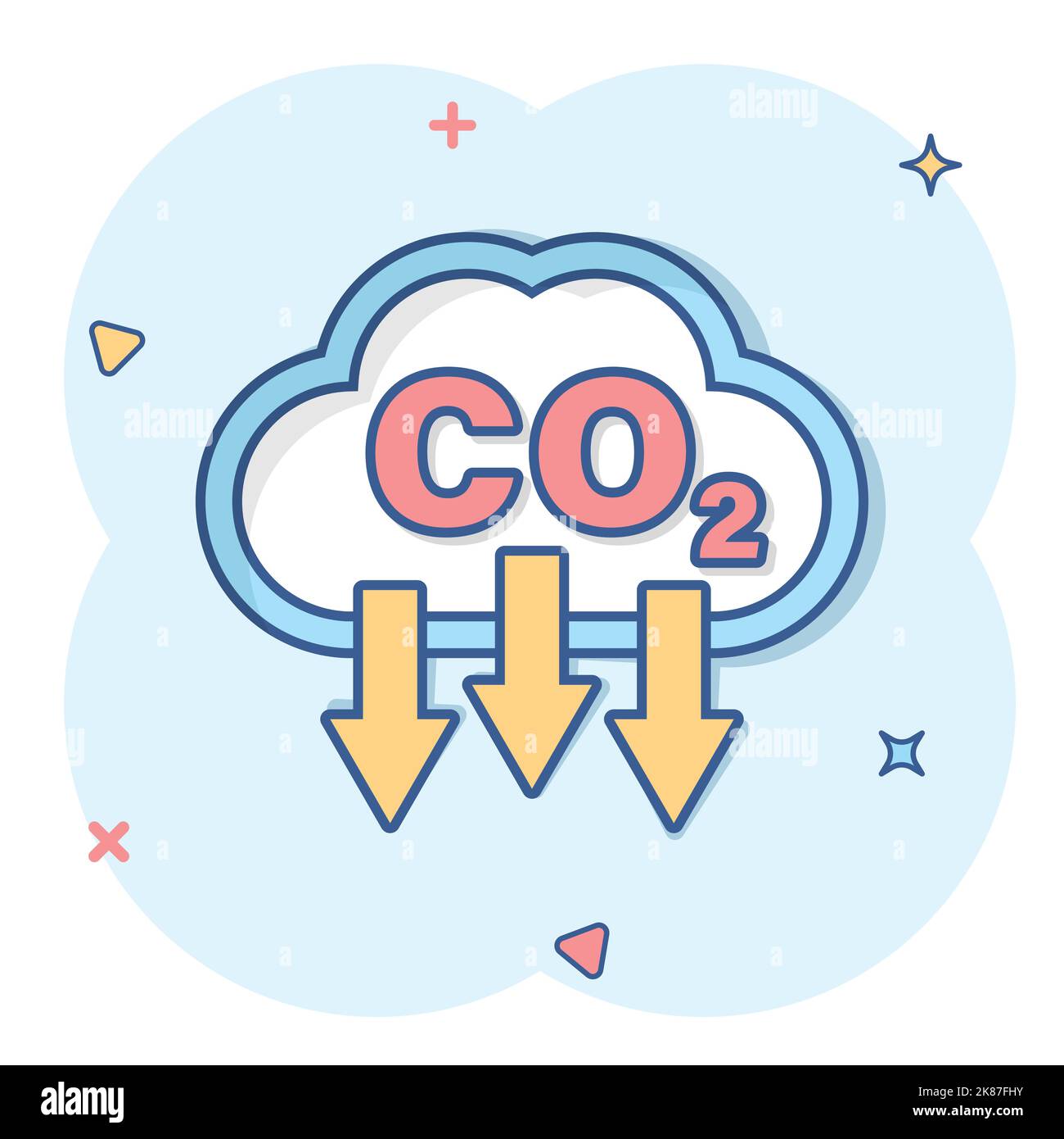 Co2 icon in comic style. Emission cartoon vector illustration on white ...
