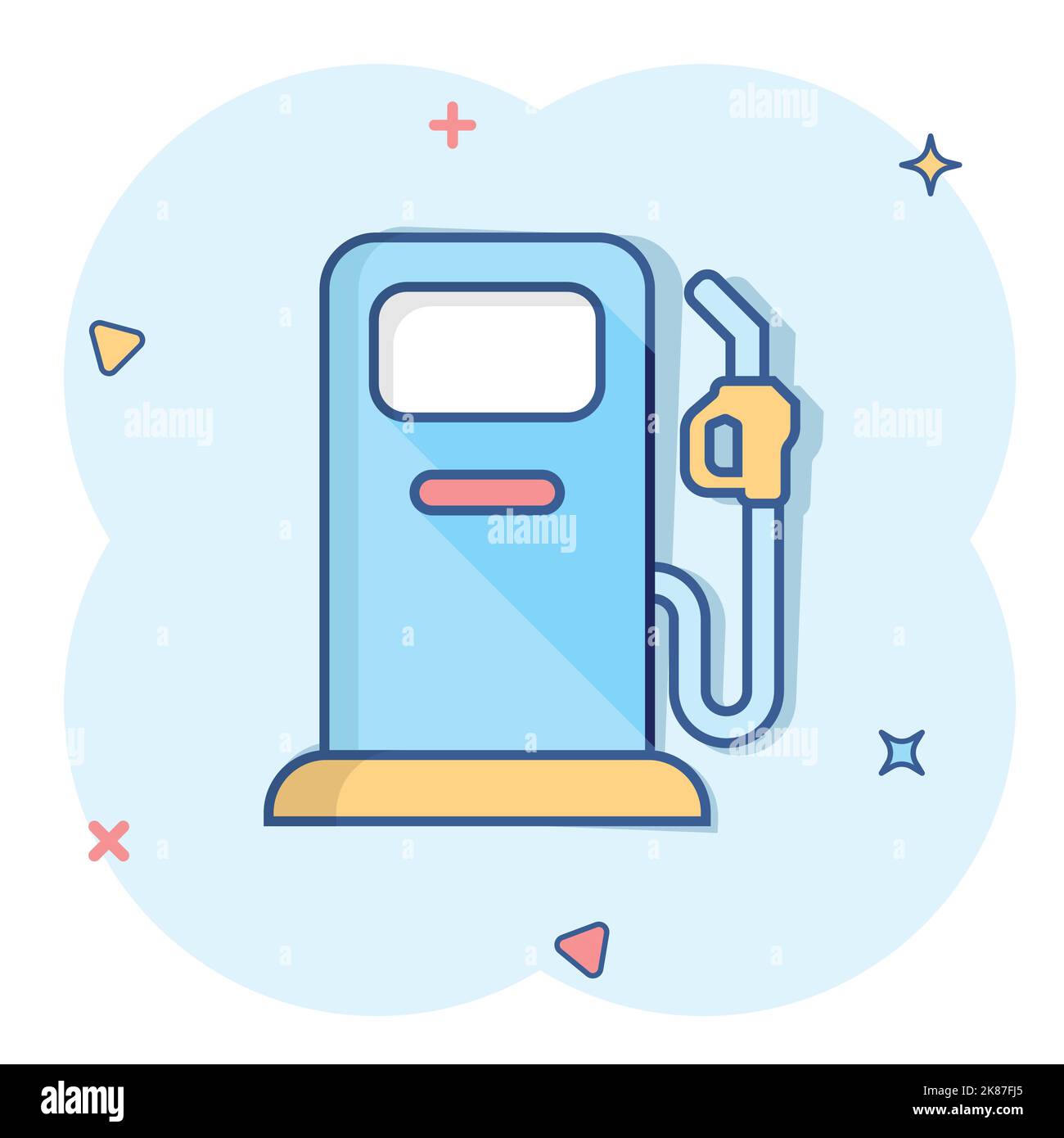 Fuel pump icon in comic style. Gas station cartoon sign vector ...