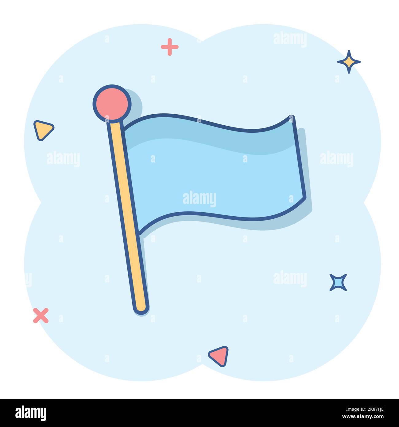 Flag icon in comic style. Pin cartoon vector illustration on white ...