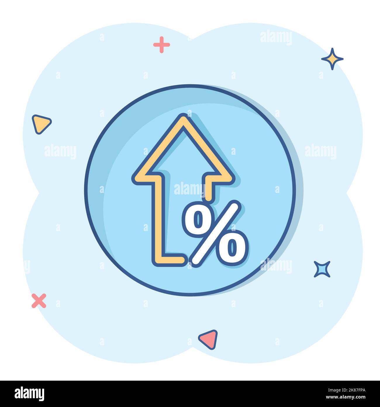 Growth arrow icon in comic style. Revenue cartoon vector illustration ...