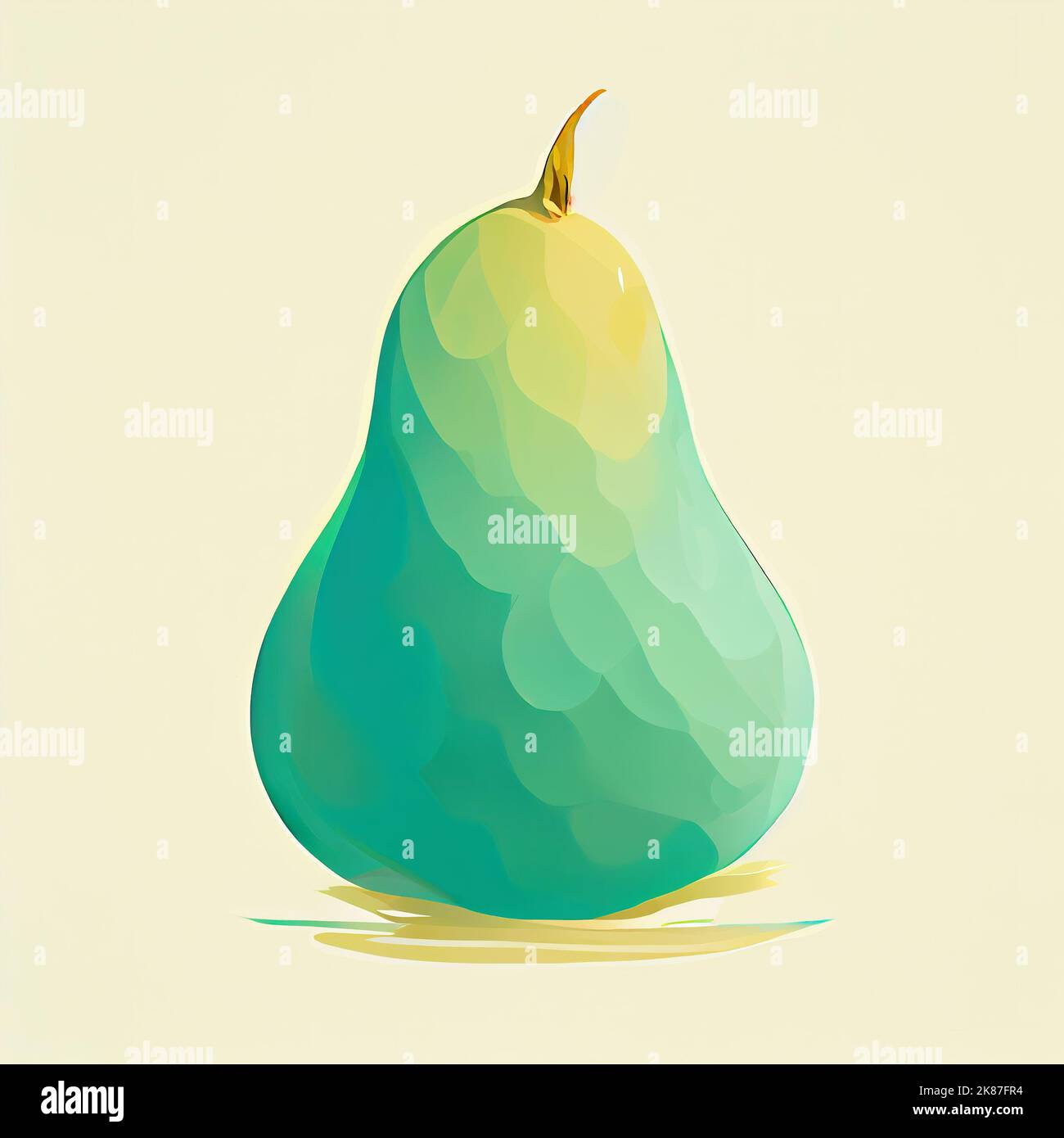 One pear icon. Stylized abstract green pear. Digital drawn pear ...
