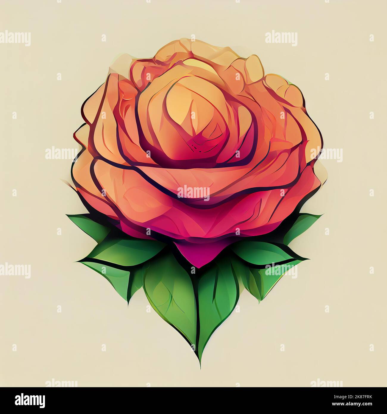 One stylized drawn rose illustration. Digital illustration Stock Photo ...