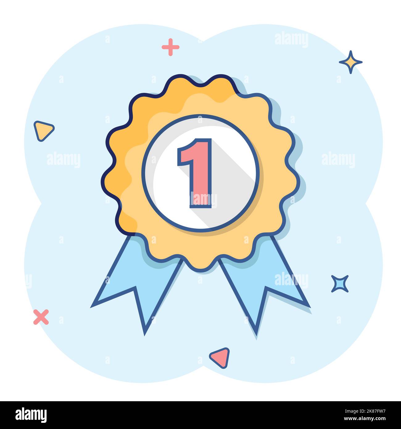 Winner icon in comic style. Rosette award cartoon vector illustration ...