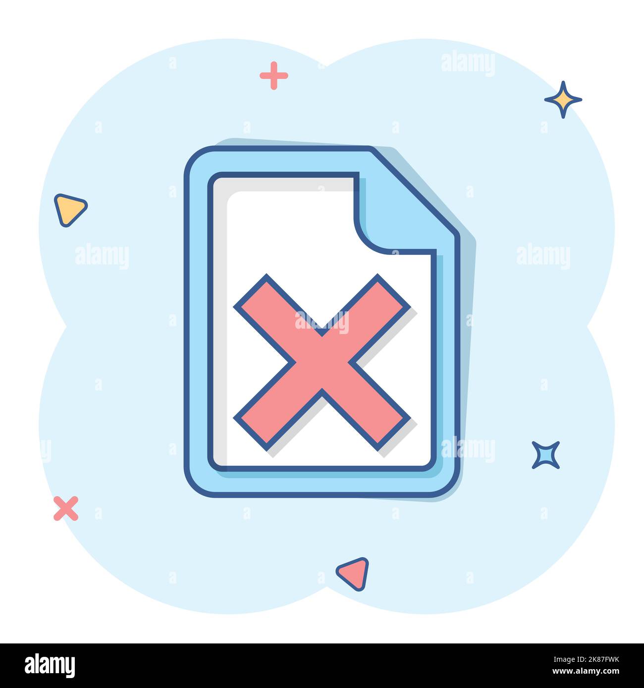 Document error icon in comic style. Broken report cartoon vector ...