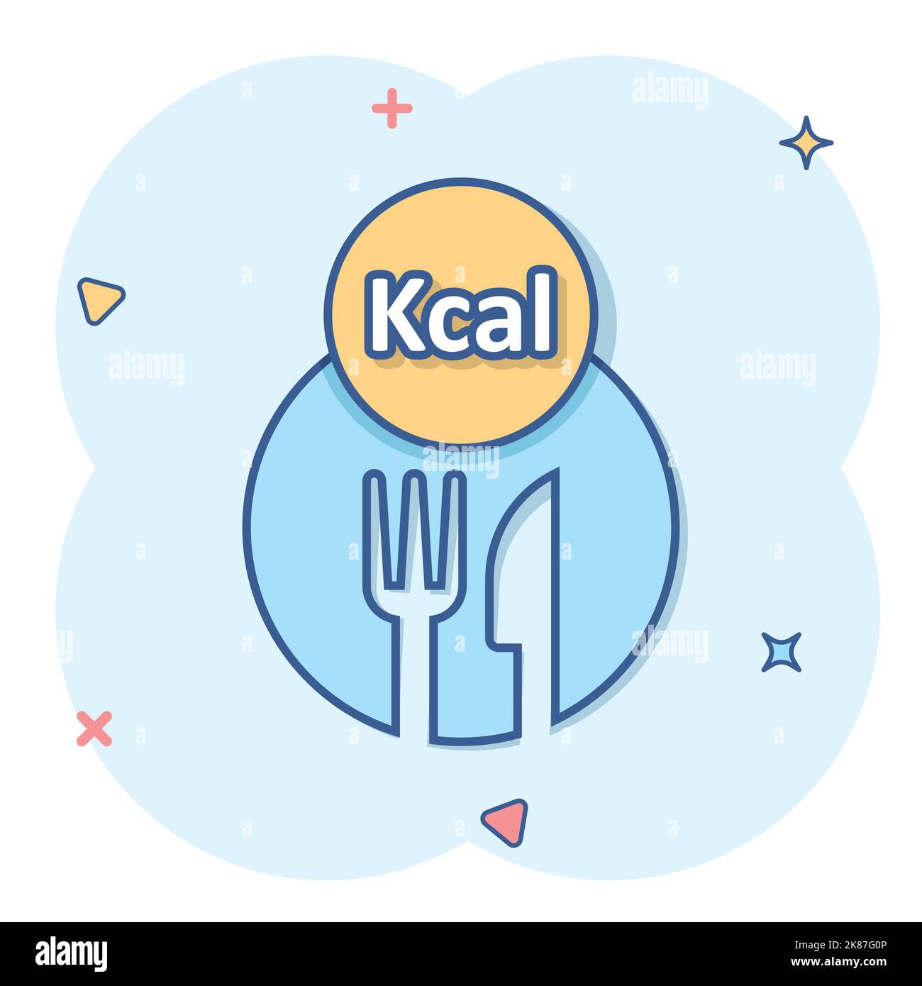 Kcal icon in comic style. Diet cartoon vector illustration on white ...