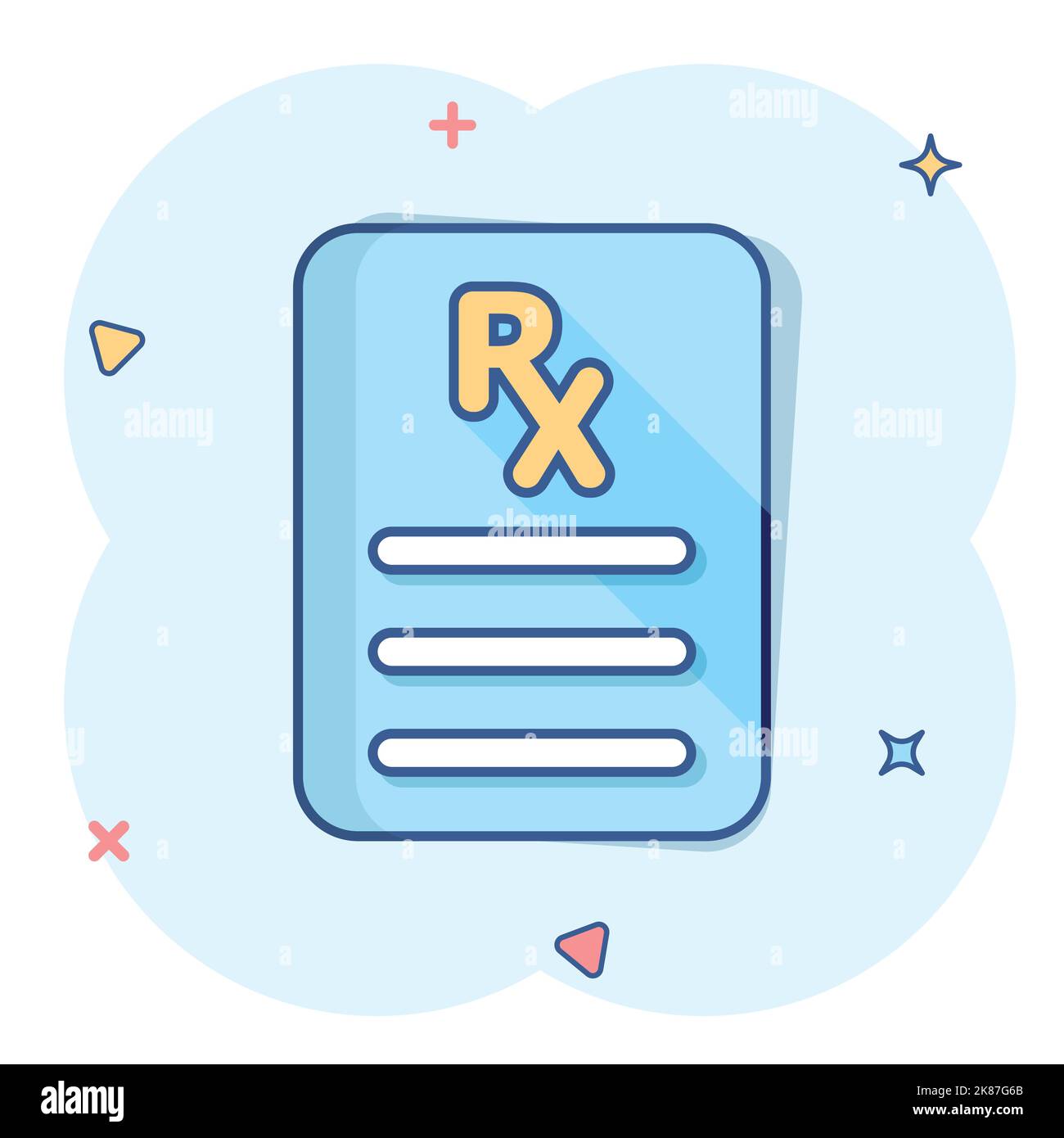 Prescription icon in comic style. Rx document cartoon vector ...