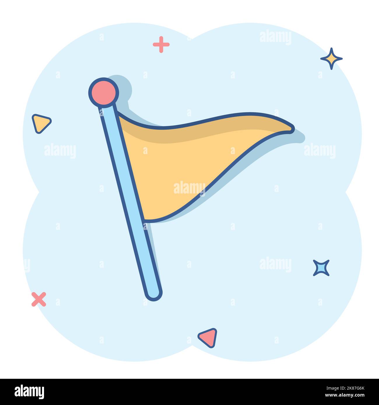 Flag icon in comic style. Pin cartoon vector illustration on white ...