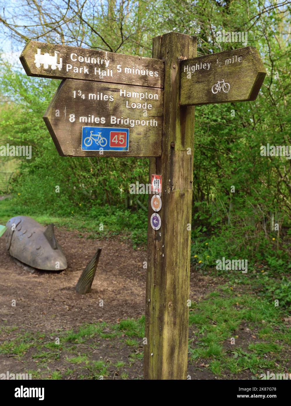 Signpost in Severn Valley Country Park, Shropshire Stock Photo - Alamy