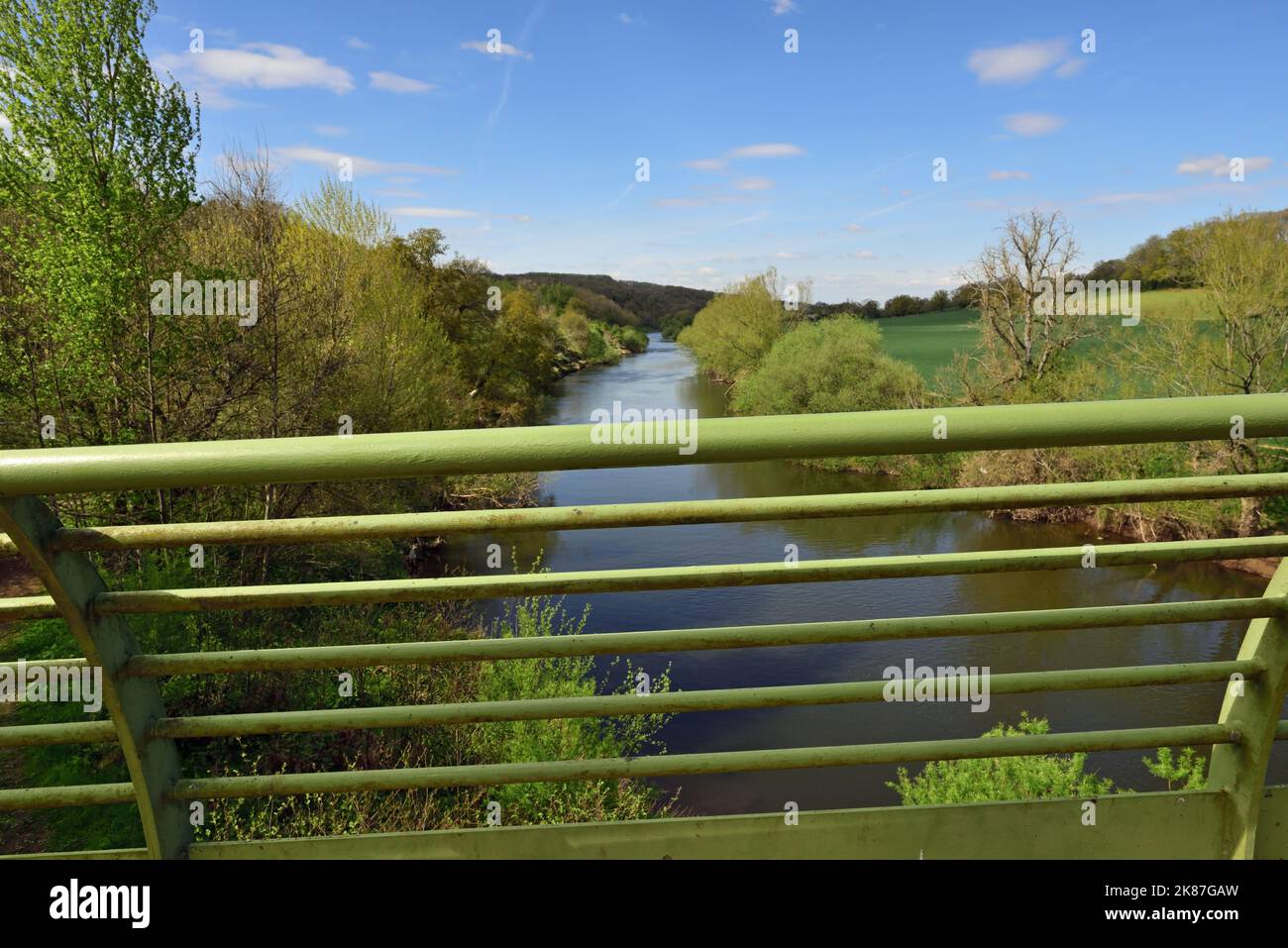 The railings on Miners Bridge over the river Severn in the Severn ...