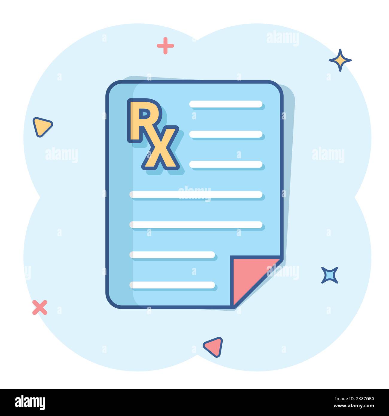 Prescription icon in comic style. Rx document cartoon vector ...