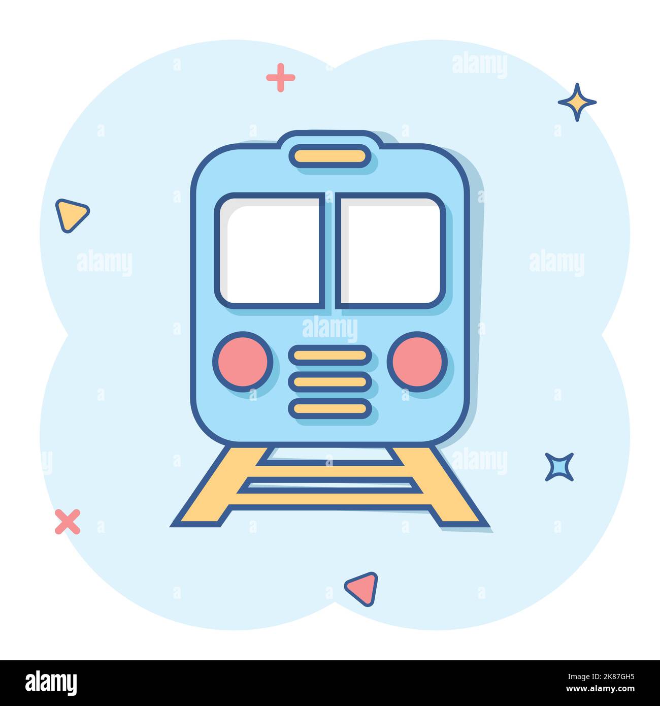 Metro icon in comic style. Train subway cartoon vector illustration on ...