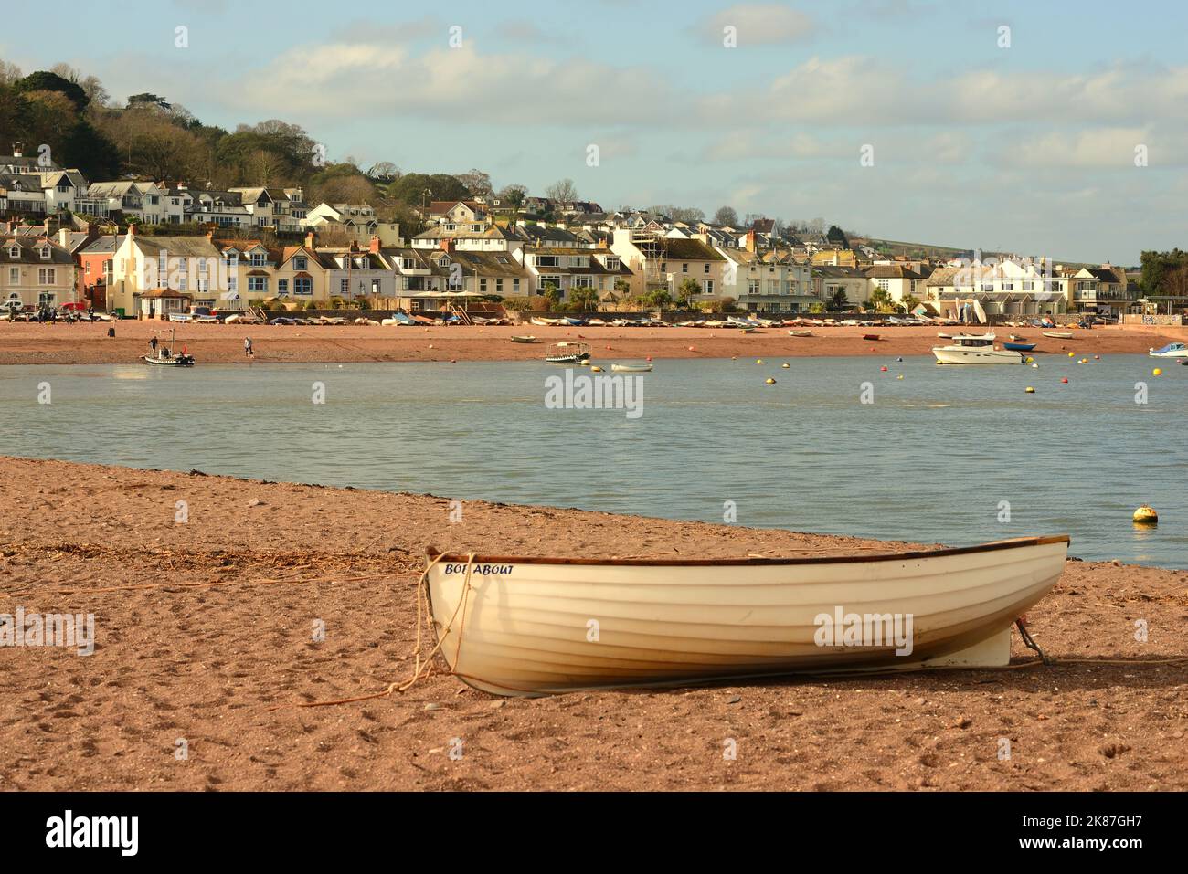 Boats on Back Beach, Teignmouth beside the Teign estuary, looking ...