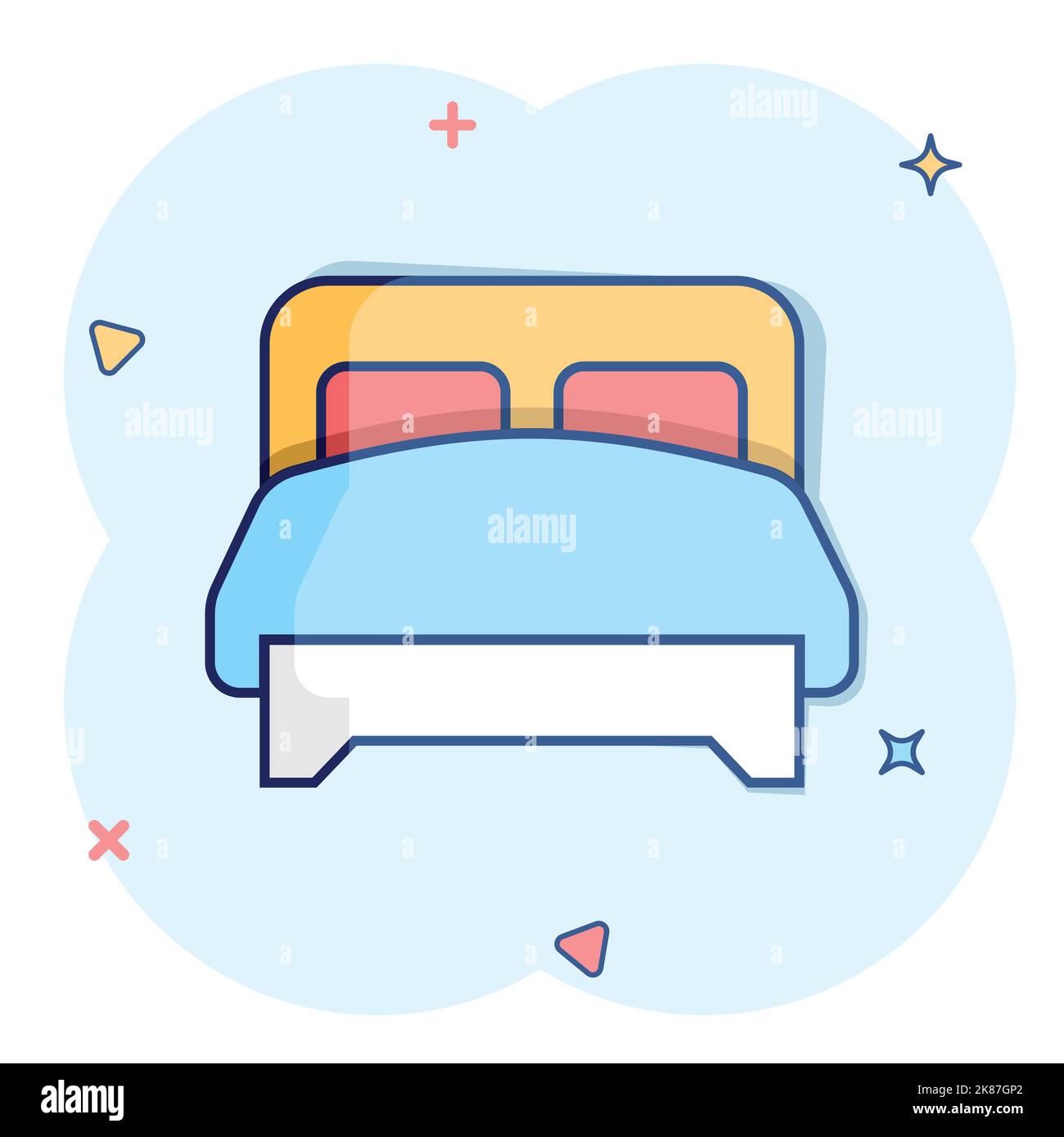 Bed Icon In Comic Style Bedroom Cartoon Sign Vector Illustration On