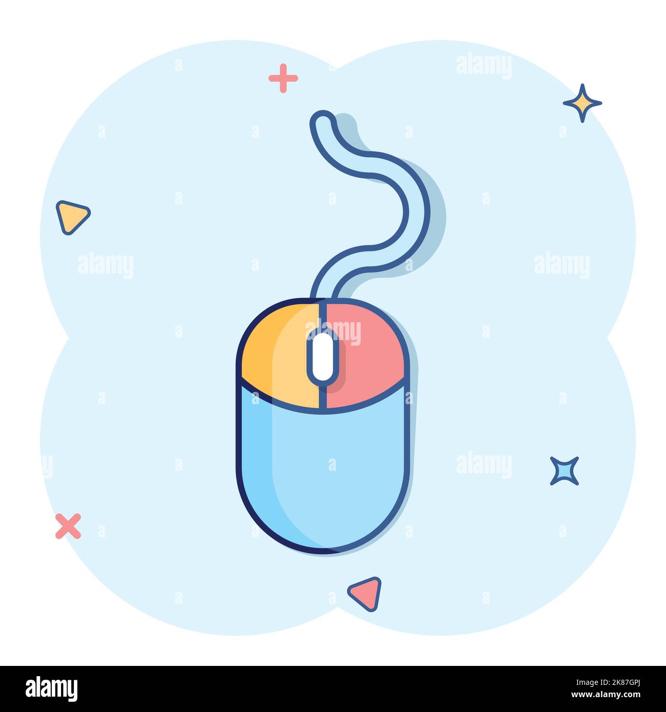 Computer mouse icon in comic style. Cursor cartoon vector illustration ...