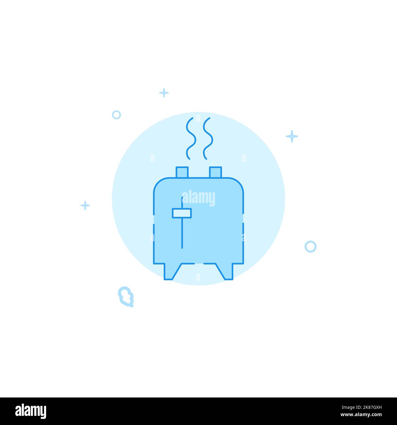 Toaster with smoke vector icon. Flat illustration. Filled line style ...