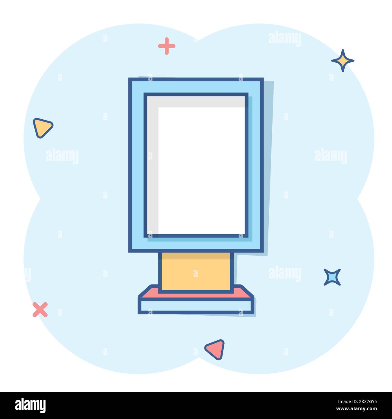 Billboard icon in comic style. Citylight display cartoon vector ...