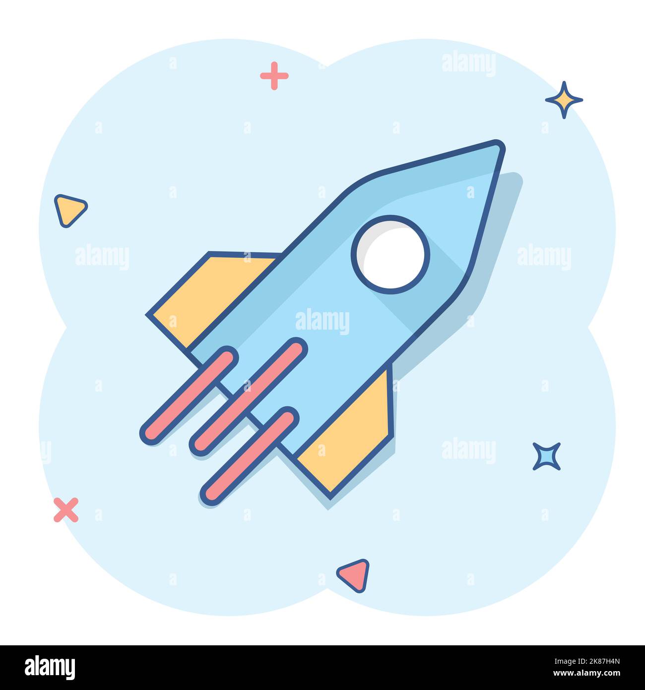 Rocket icon in comic style. Spaceship launch cartoon vector ...